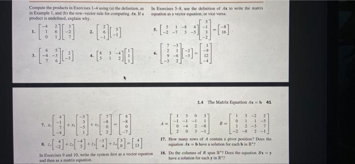 Solved Compute the products in Exercises 1-4 using (a) the | Chegg.com
