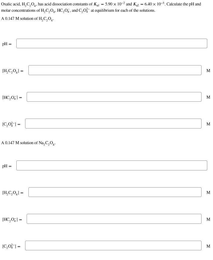Solved Oxalic acid, H2C2O4, ﻿has acid dissociation constants | Chegg.com