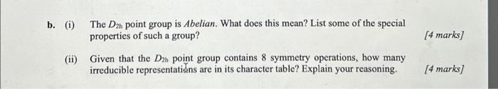 Solved Given that the D2h point group contains 8 symmetry | Chegg.com