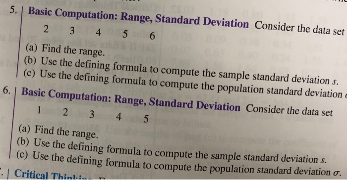 Solved Basic Computation: Range,Standard Deviation Consider | Chegg.com