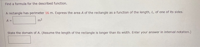Solved Find a formula for the described function. A | Chegg.com