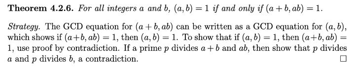 Solved Theorem 4.2.6. ﻿For all integers a and b,(a,b)=1 ﻿if | Chegg.com