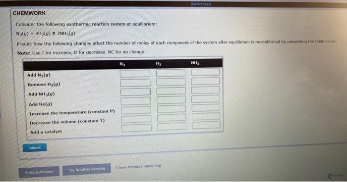 Solved Consider the following exothermic reaction system at | Chegg.com