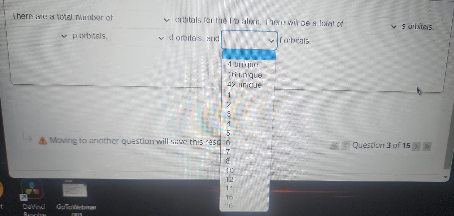 Solved There are a total number of orbitals for the Pb atom. | Chegg.com