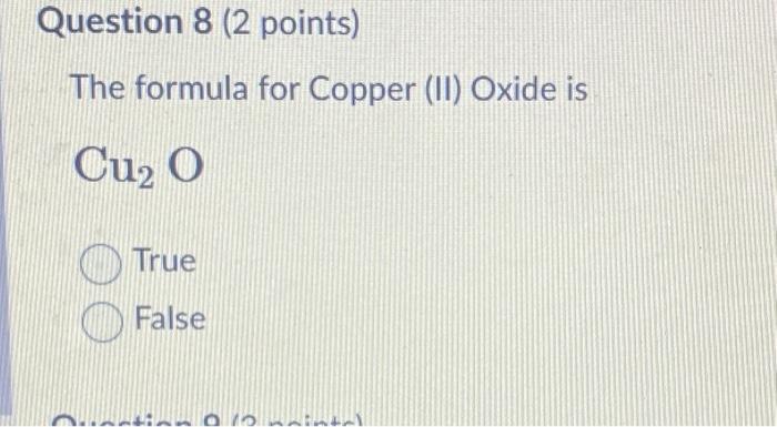 Solved Question 8 (2 points) The formula for Copper (II) | Chegg.com