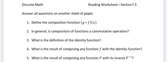 Solved Discrete Math Reading Worksheet-Section 7.3 Answer | Chegg.com