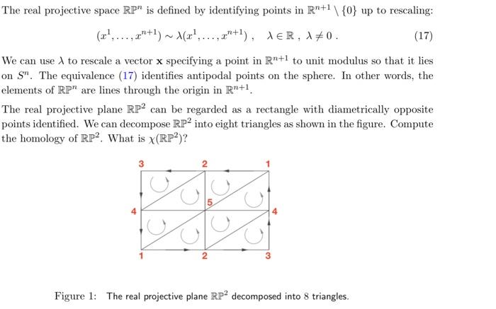 The real projective space RP" is defined by | Chegg.com