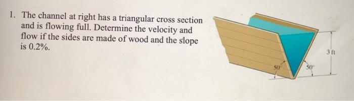 Solved 1. The channel at right has a triangular cross | Chegg.com