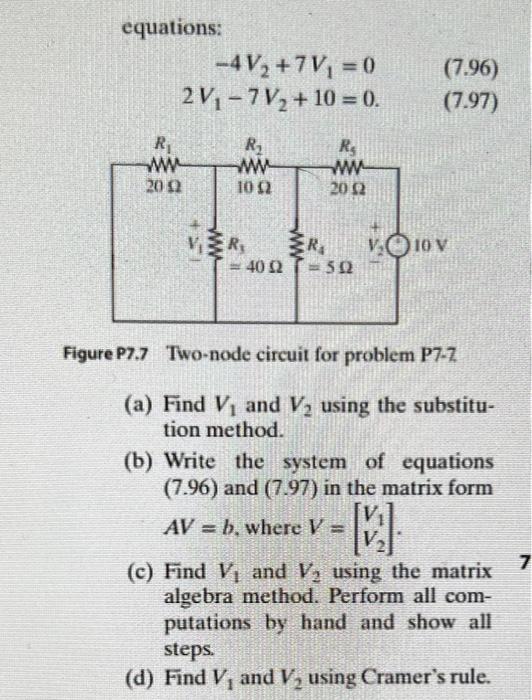 Solved 7-7. An analysis of the circuit shown in Fig. P7.7 | Chegg.com