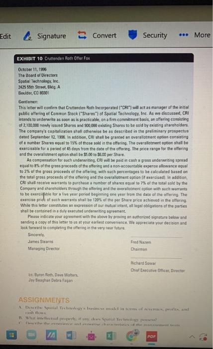 Solved Octeber 11, 1995 The Board of Directers Spatial | Chegg.com