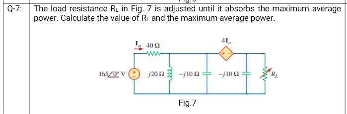 Solved The load resistance RL in Fig. 7 is adjusted until it | Chegg.com
