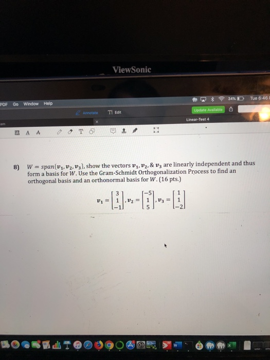 Solved ViewSonic Tue 6:46 PDF Go Window Help * Update | Chegg.com