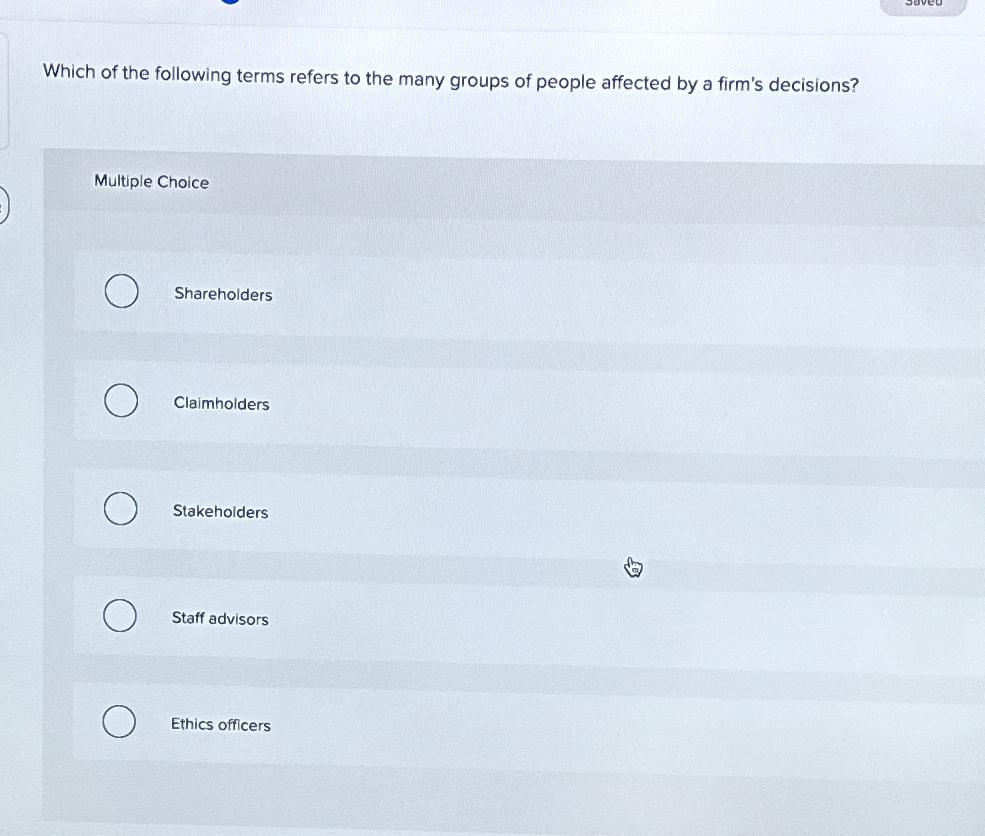 Solved Which of the following terms refers to the many | Chegg.com