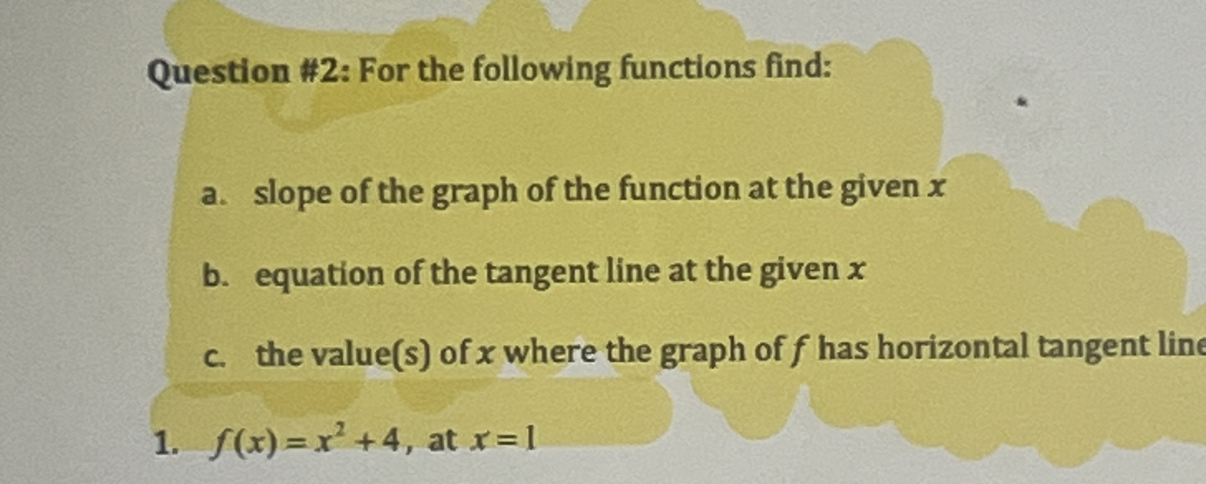 Solved Question #2: For the following functions find:a. | Chegg.com