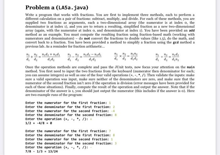 Solved Problem a (LA5a.java) Write a program that works with | Chegg.com