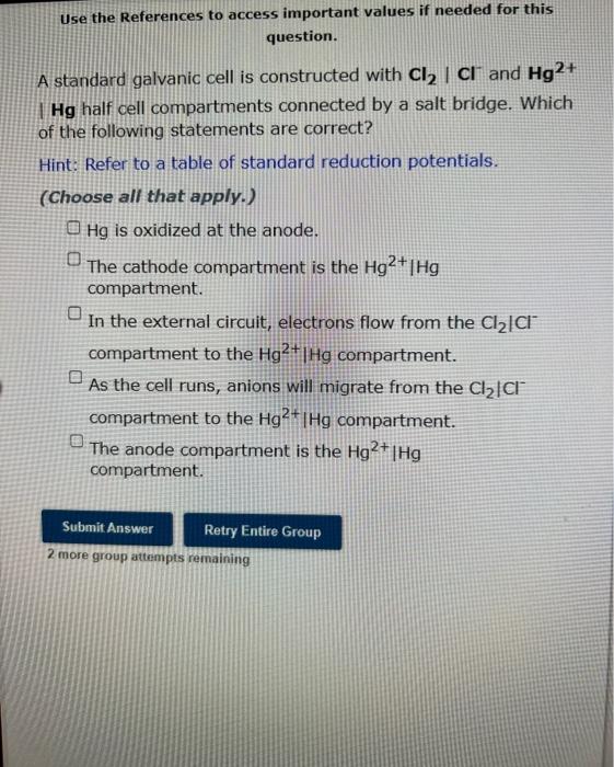 Solved question. A standard galvanic cell is constructed | Chegg.com