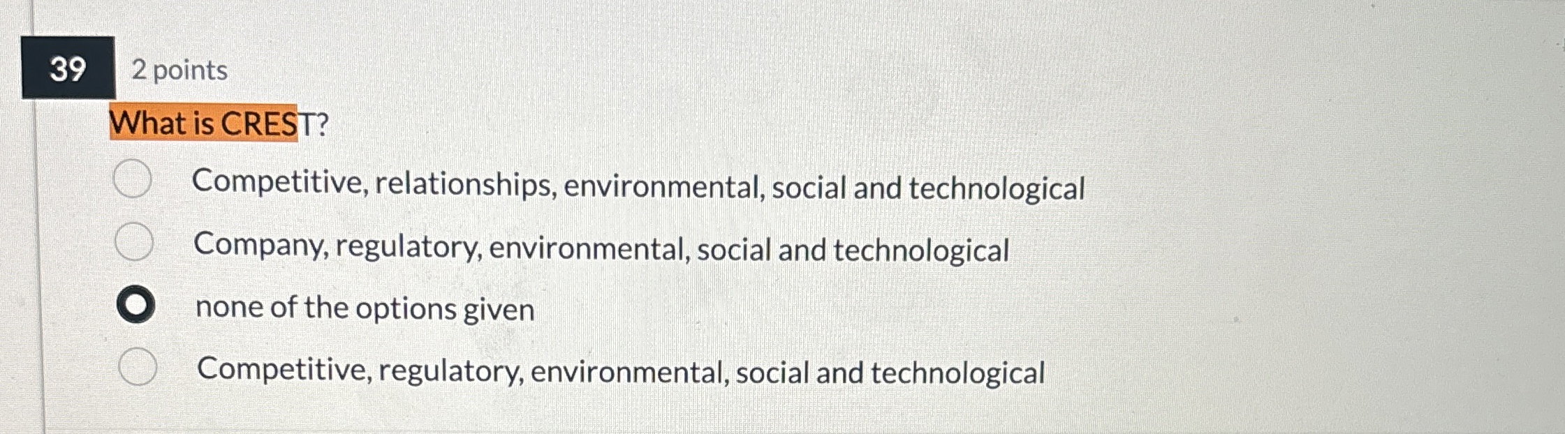 Solved What is CREST?Competitive, relationships, | Chegg.com