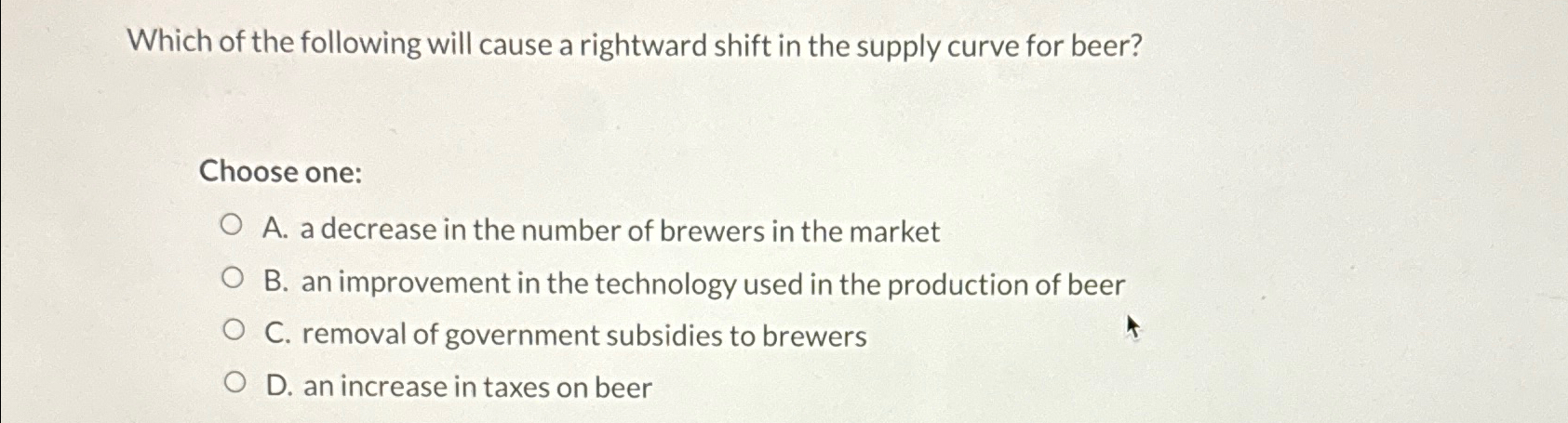 Solved Which of the following will cause a rightward shift | Chegg.com