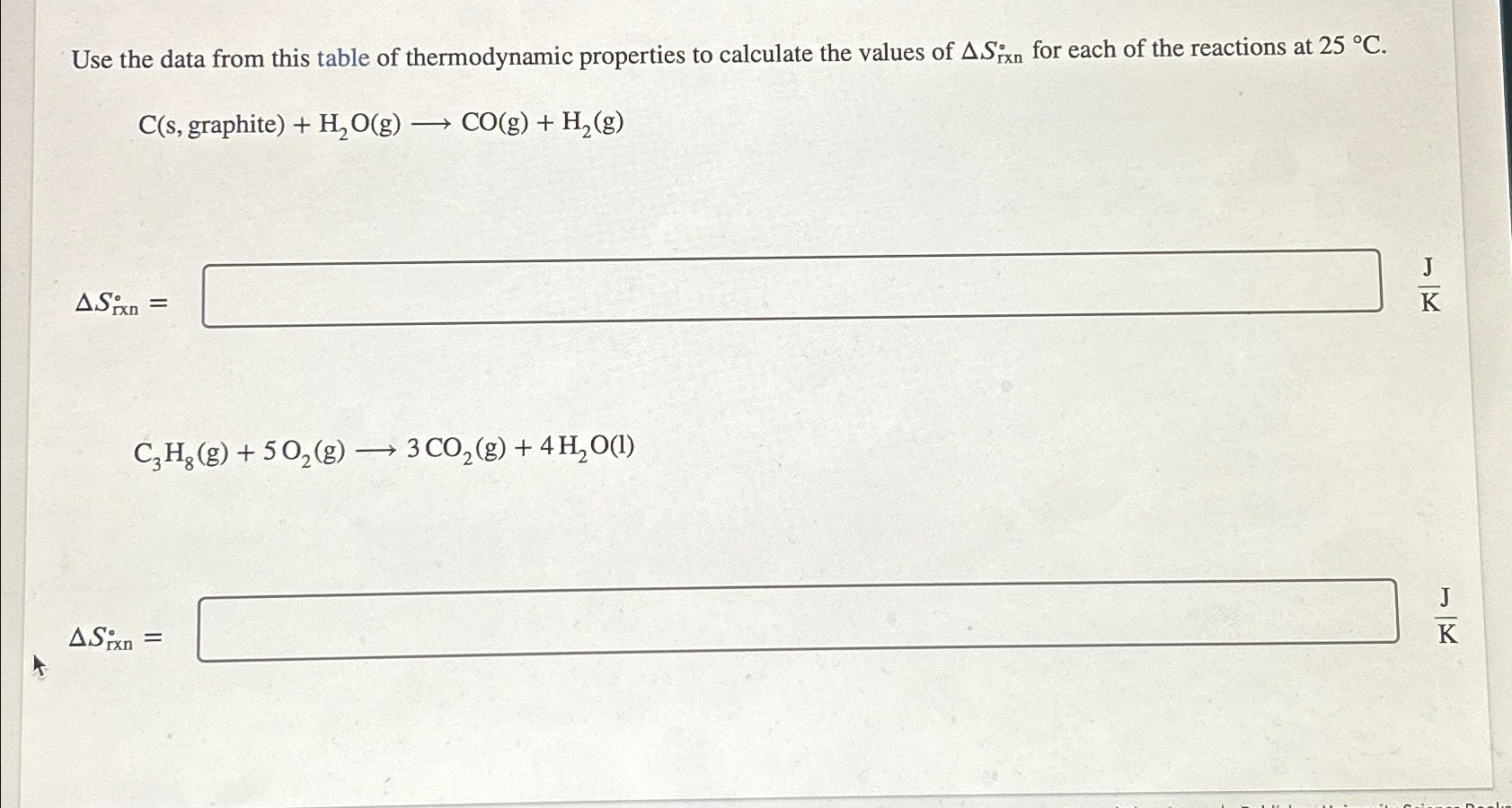 Use the data from this table of thermodynamic | Chegg.com
