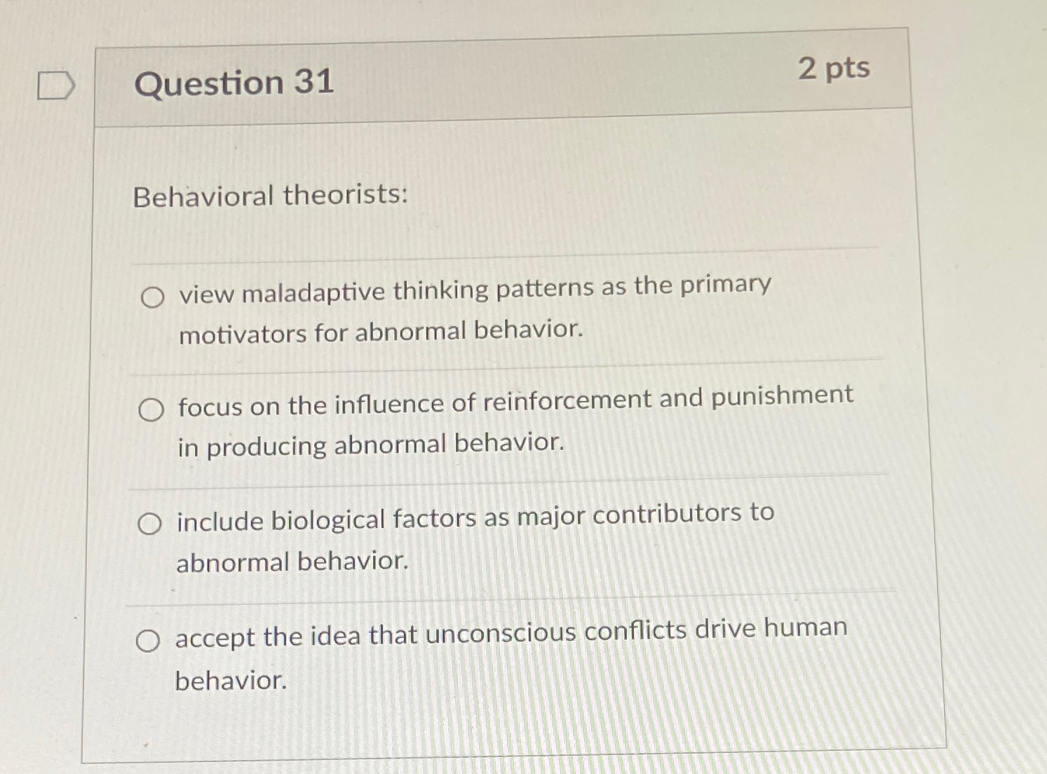 Solved Question 312 ﻿ptsBehavioral theorists:view | Chegg.com