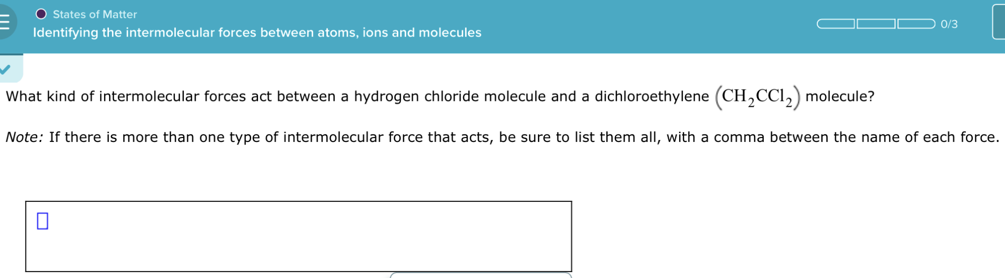 Solved What kind of ﻿intermolecular forces act between a | Chegg.com