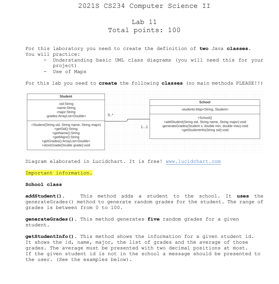 Solved 20215 CS234 Computer Science II Lab 11 Total points: | Chegg.com