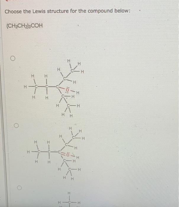 Solved Choose the Lewis structure for the compound below: ( | Chegg.com