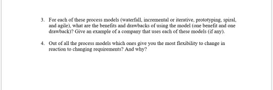 Solved 3. For each of these process models (waterfall, | Chegg.com
