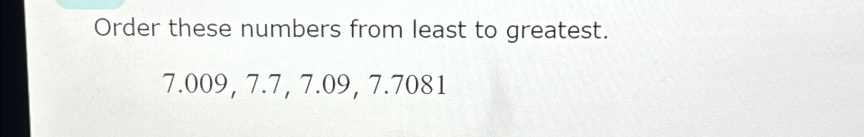 Solved Order these numbers from least to | Chegg.com