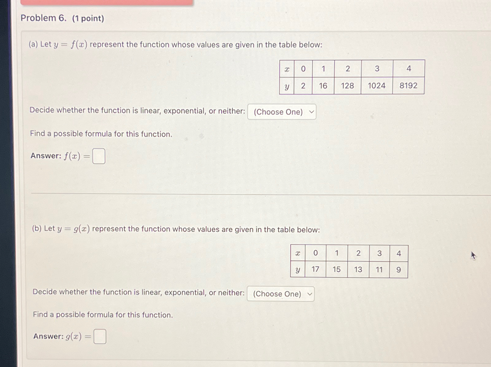 Problem 6. (1 ﻿point)(a) ﻿Let y=f(x) ﻿represent the | Chegg.com