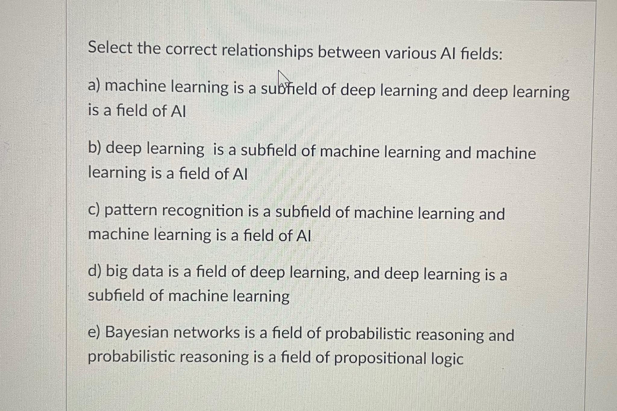 Solved Select the correct relationships between various AI | Chegg.com