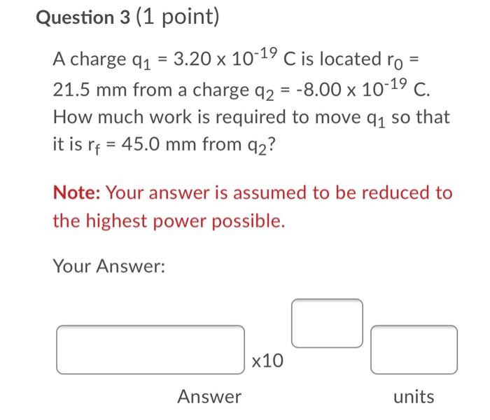Solved Question 1 (1 point) 91 92 13 Three charges, 91 = | Chegg.com