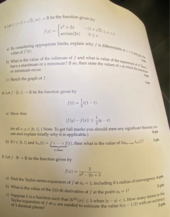 Solved 9 Let F 1 2 ∞ →r Be The Function Given By