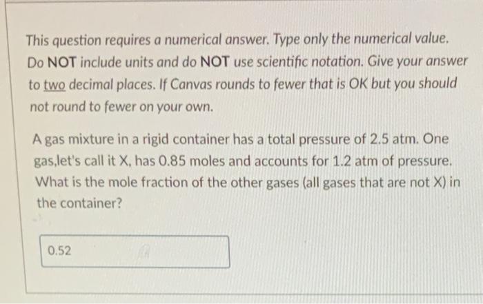 Solved This Question Requires A Numerical Answer Type Only 0591