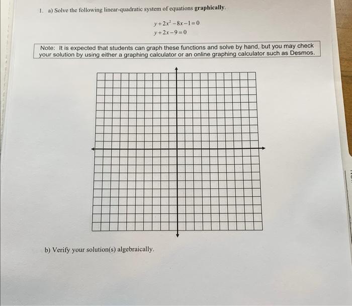 Solved 1. a) Solve the following linear-quadratic system of | Chegg.com