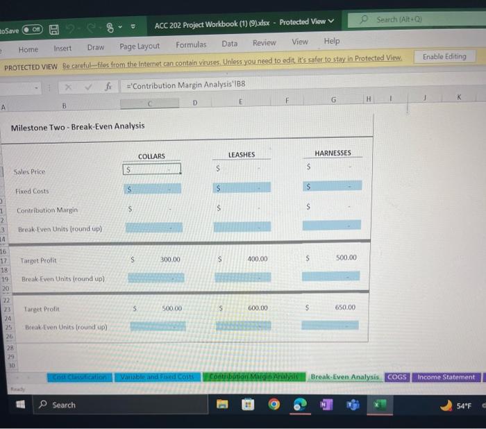 Milestone One - Variable and Fixed Costs Total | Chegg.com