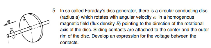 Solved 5 ﻿In so called Faraday's disc generator, there is a | Chegg.com