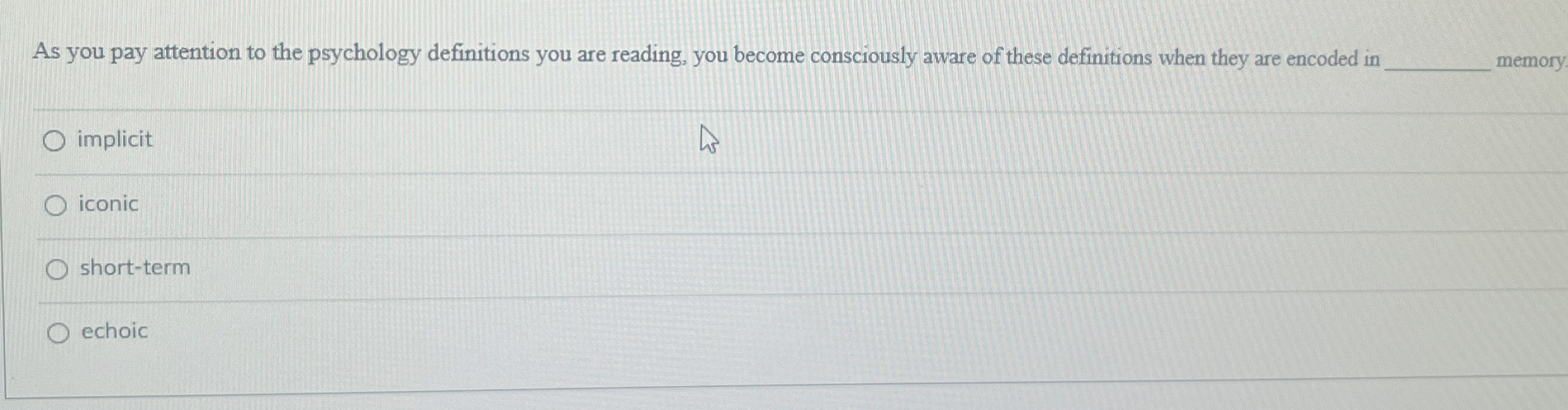 Solved As you pay attention to the psychology definitions | Chegg.com