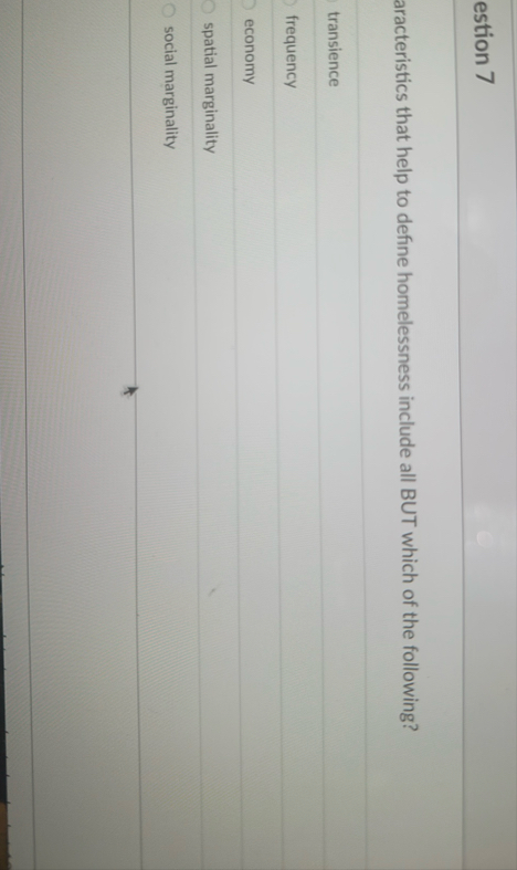 Solved estion 7aracteristics that help to define | Chegg.com