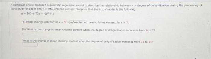 Solved A particular article proposed a quadratic regression | Chegg.com