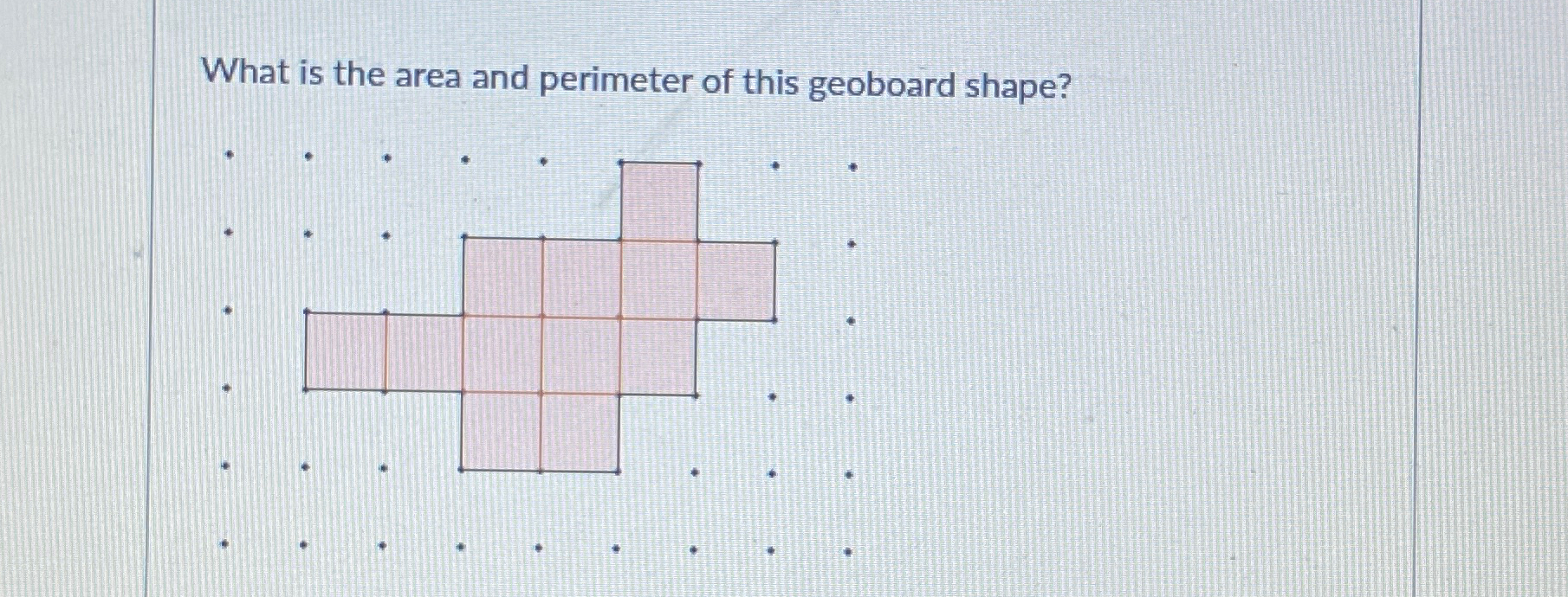 Solved What is the area and perimeter of this geoboard | Chegg.com