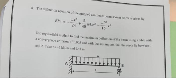Solved 8. The deflection equation of the propped cantilever | Chegg.com