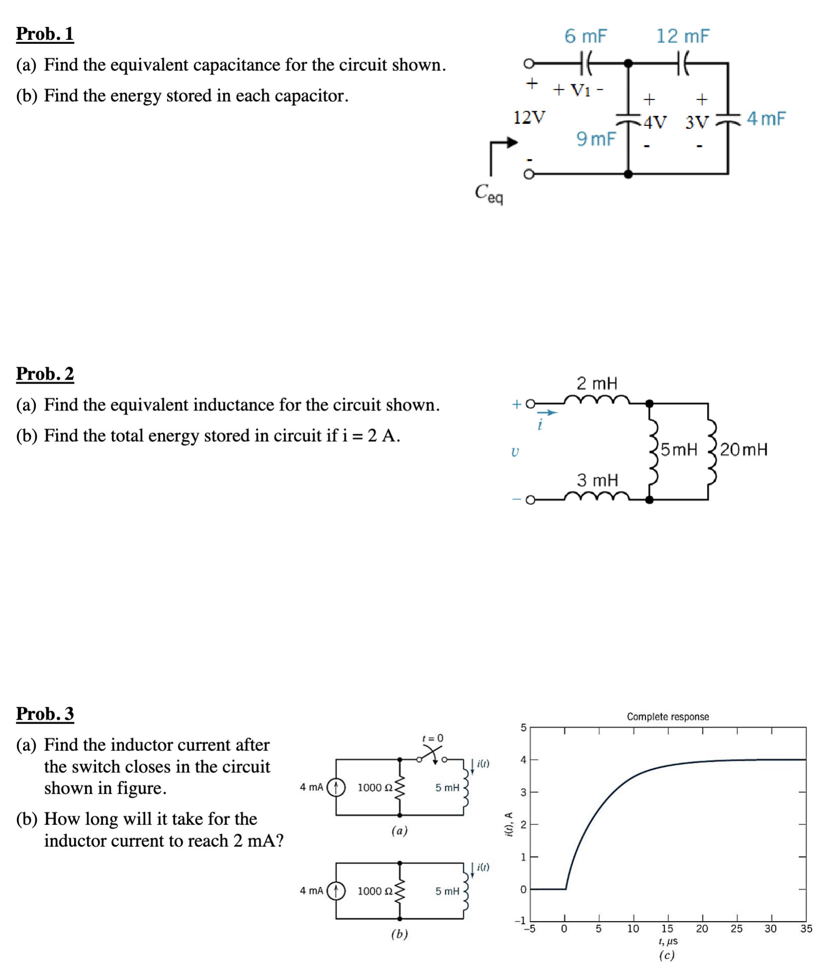 Solved Prob. 1(a) ﻿Find the equivalent capacitance for the | Chegg.com