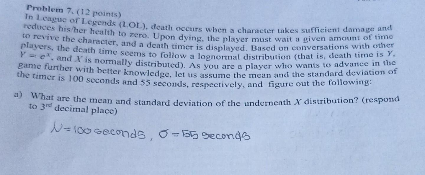 Solved Froblem 7. (12 points) In L cague of Legends (LOL), | Chegg.com