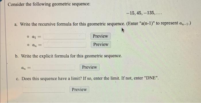 Solved Consider the following geometric sequence: | Chegg.com