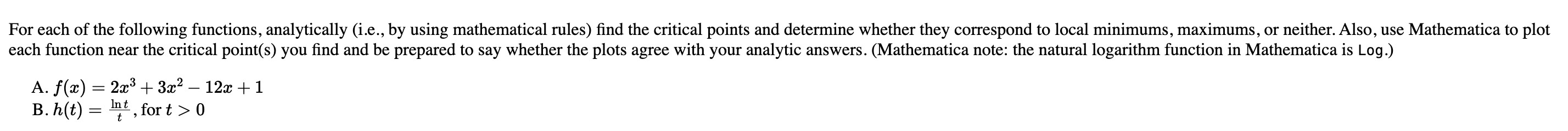 Solved For Each Of the Following Functions Analytically