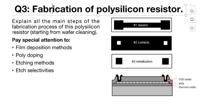 Solved Q3: Fabrication of polysilicon resistor. Explain all | Chegg.com