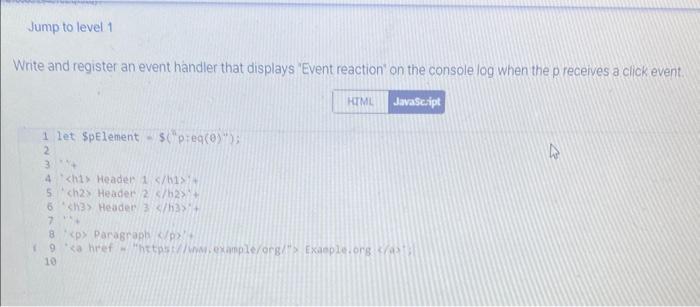 Solved Write and register an event handler that displays | Chegg.com