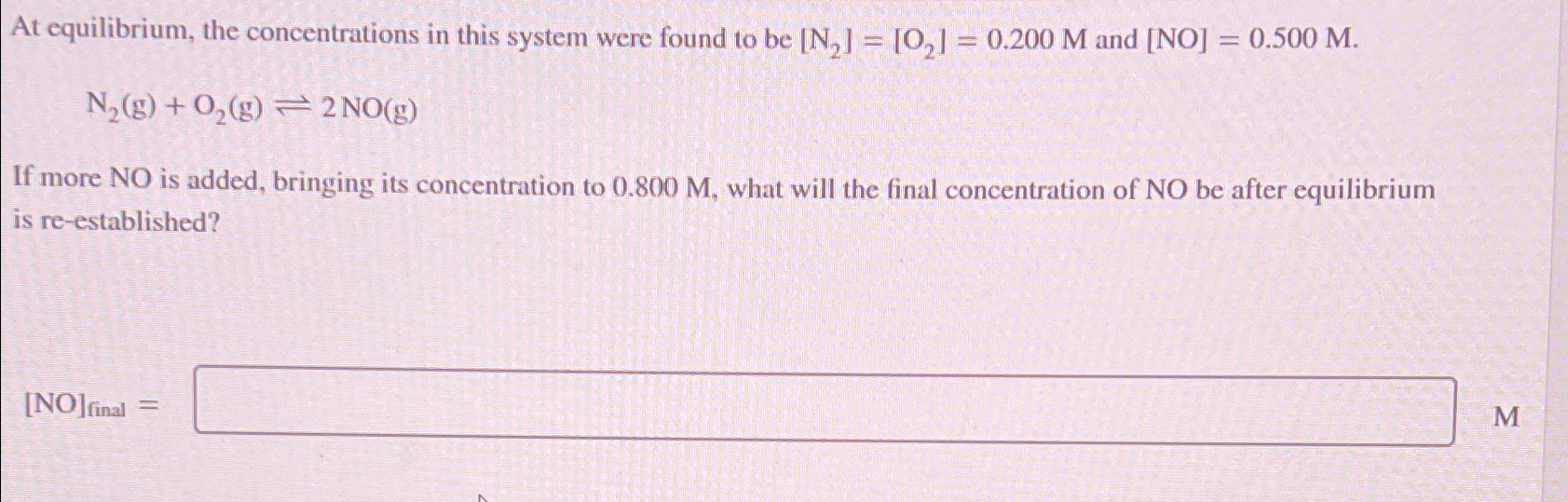 Solved At equilibrium, the concentrations in this system | Chegg.com