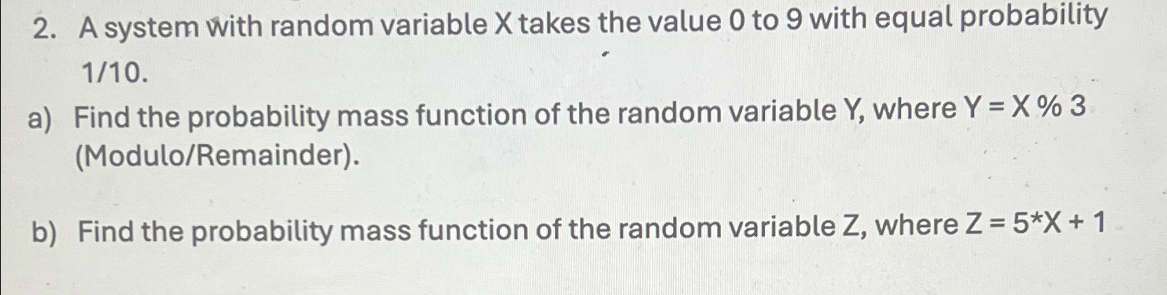 Solved A system with random variable x ﻿takes the value 0 | Chegg.com